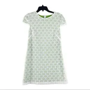 Suzi Chin | Dresses | Suzi Chin Green White Crochet Lace Overlay Shift ...